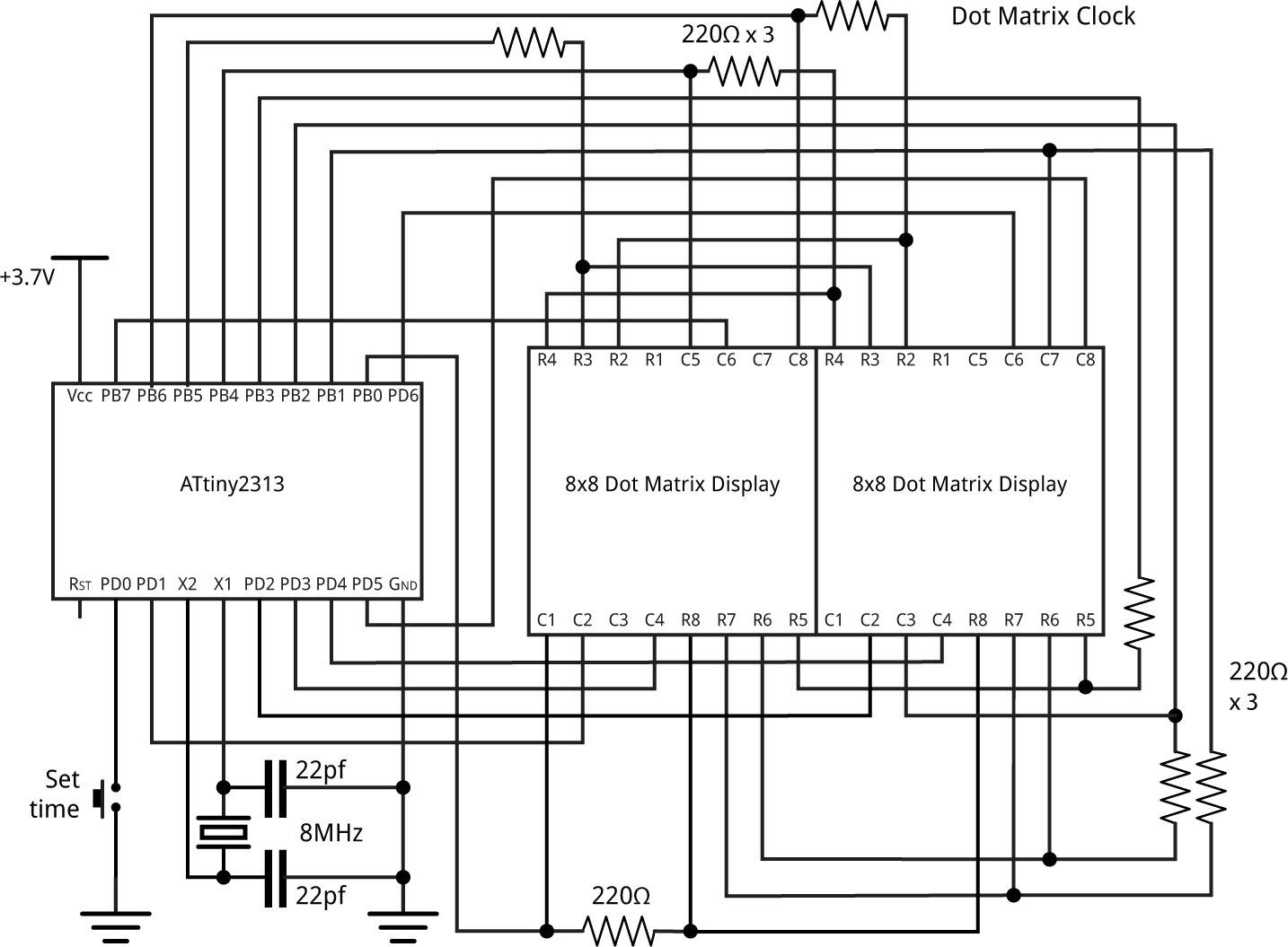 Technoblogy - Dot Matrix Clock